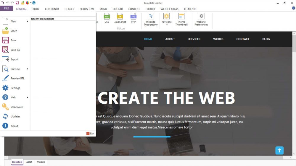 Screenshots - TemplateToaster