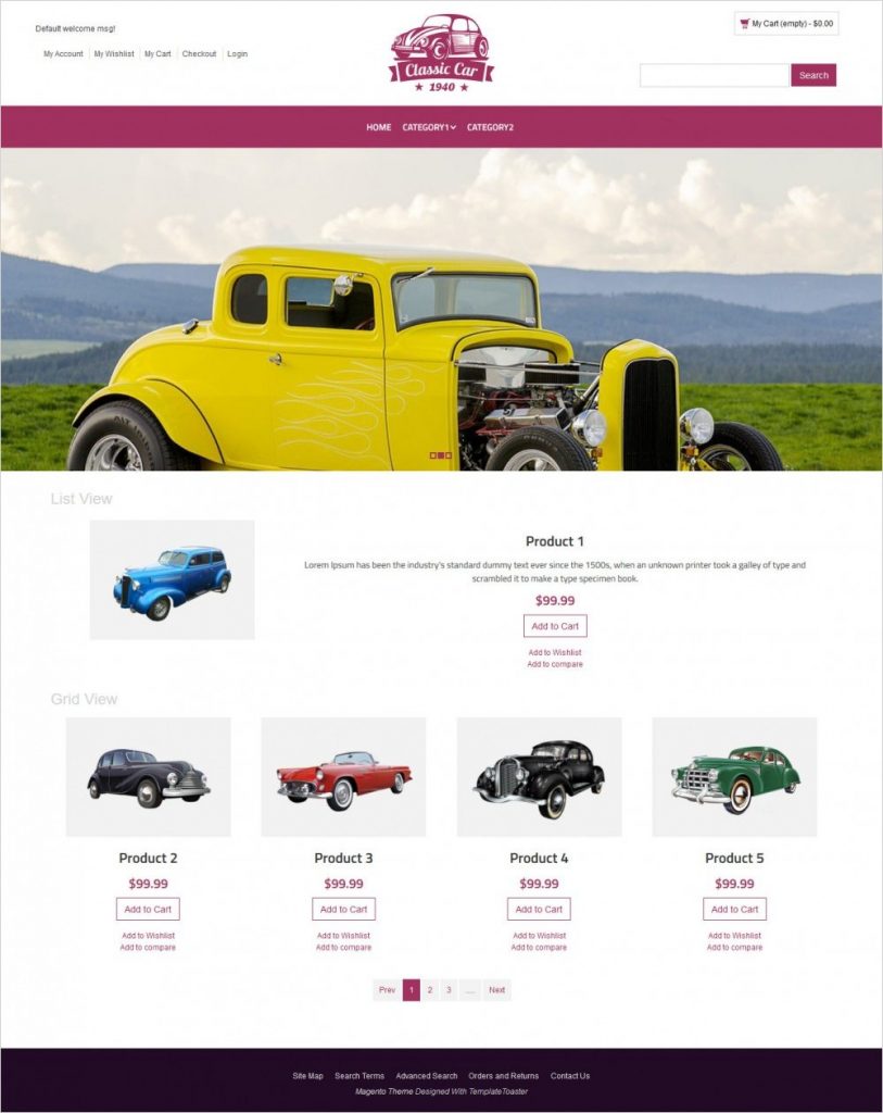 Classic Car Magento Theme - TemplateToaster
