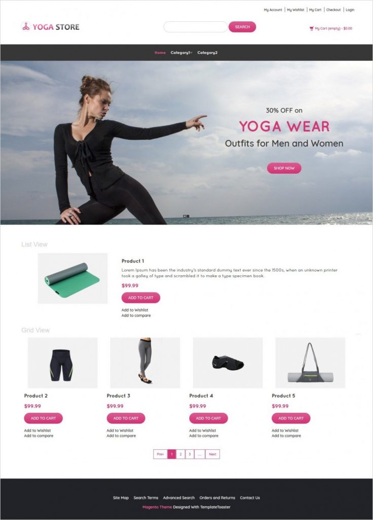 Yoga Store Product Shop Magento Theme - TemplateToaster