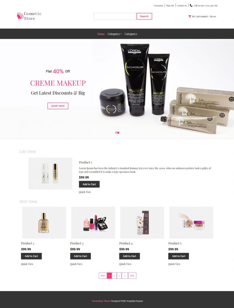 Cosmetic Store - Beauty Shop PrestaShop Theme - TemplateToaster