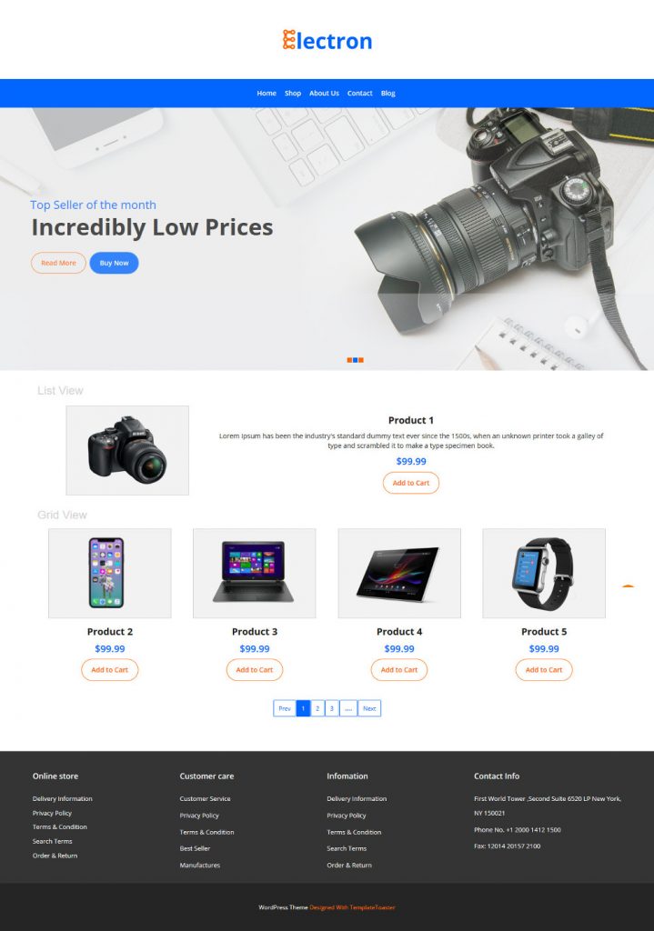 Electronic Store WooCommerce Theme - TemplateToaster