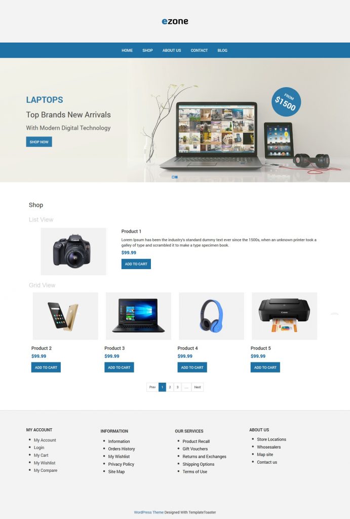 Ezone - Electronic Shop WooCommerce Theme - TemplateToaster