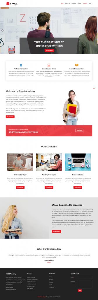 Bright Academy e-Learning Blogger Template - TemplateToaster