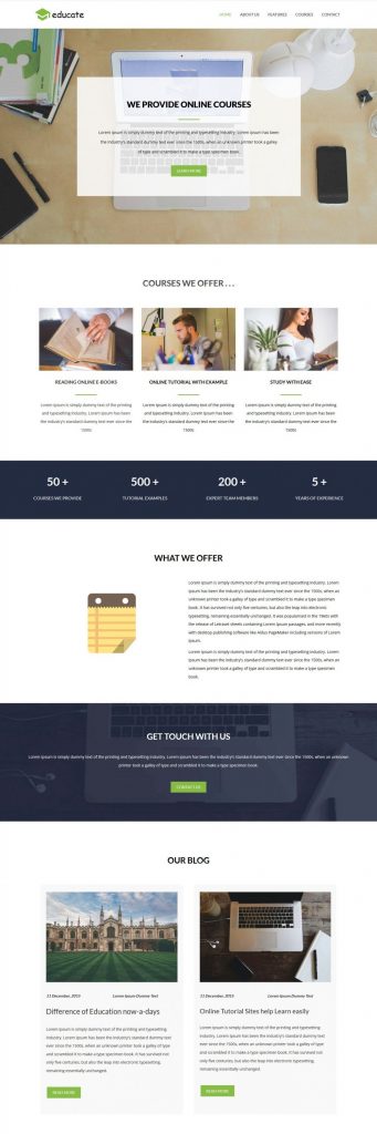 Educate - Educational Courses Center Blogger Template - TemplateToaster