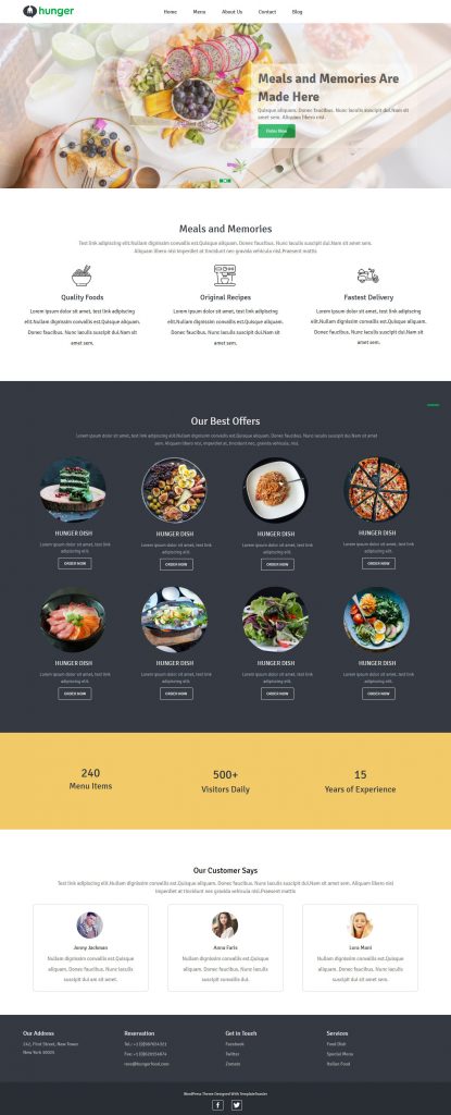 Hunger - Restaurants Blogger Template - TemplateToaster