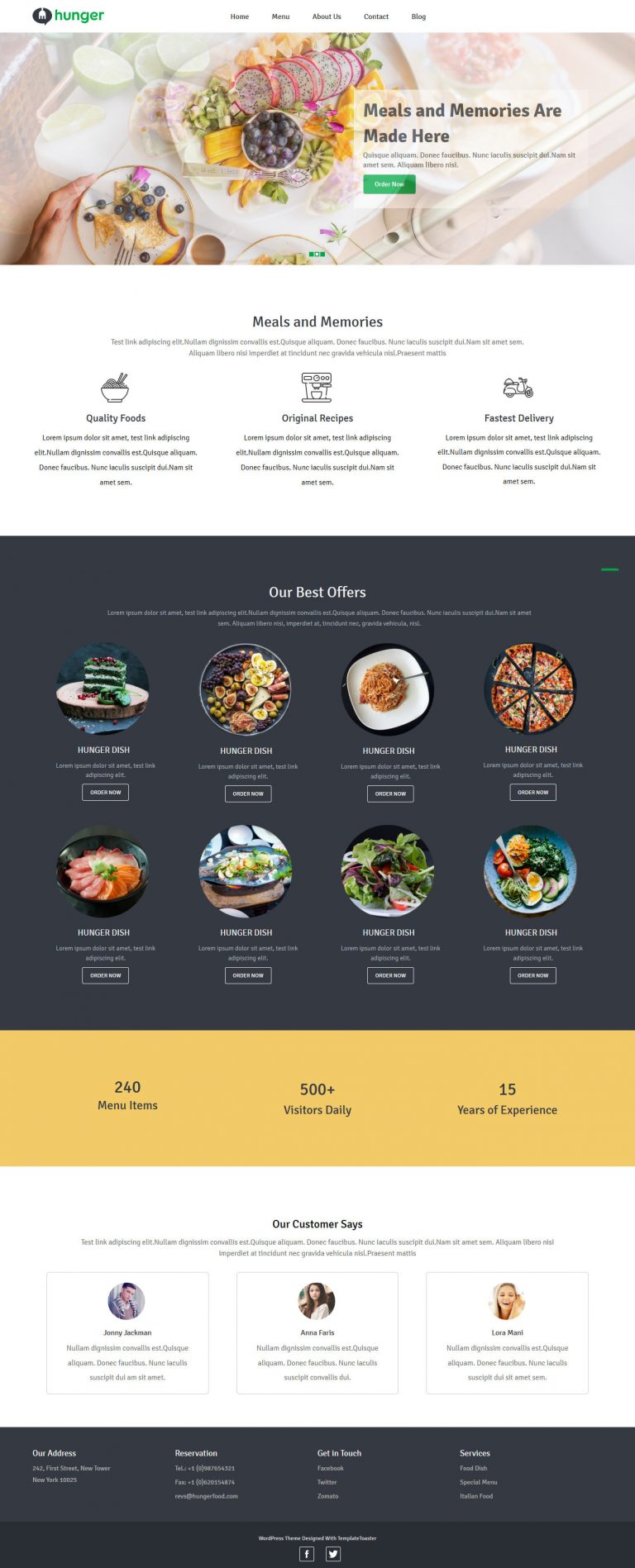 Hunger - Restaurants Blogger Template - TemplateToaster