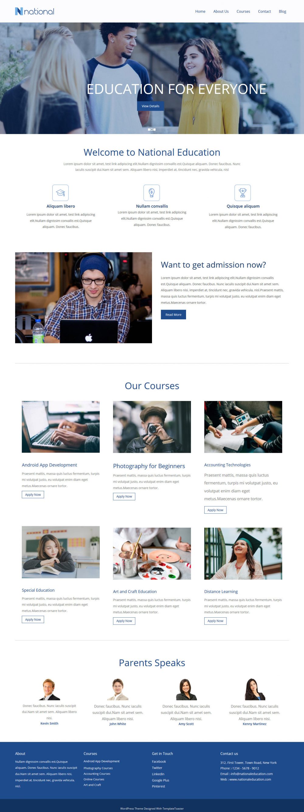National - Training Institute Blogger Template - TemplateToaster