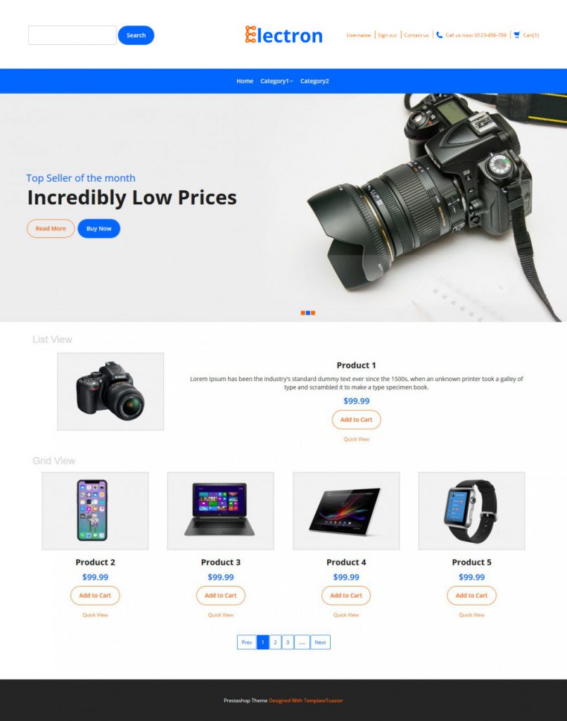 Electron - Electronic Store OpenCart Theme - TemplateToaster
