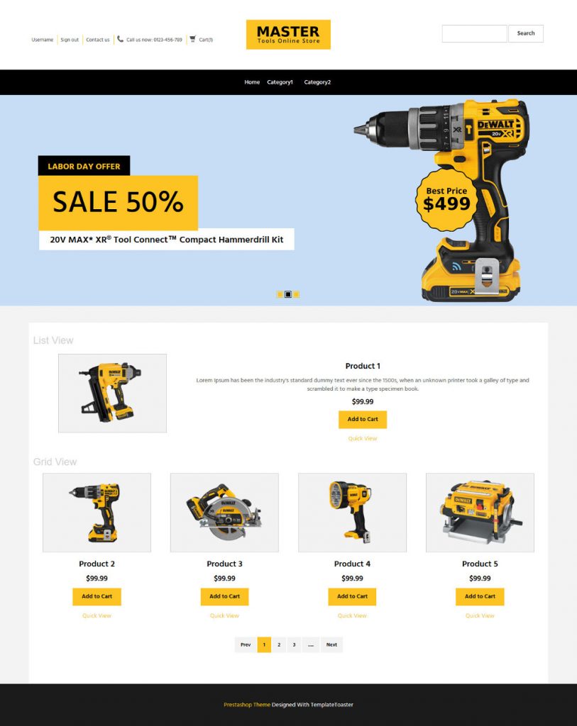 MasterTool - Tools Store OpenCart Theme - TemplateToaster