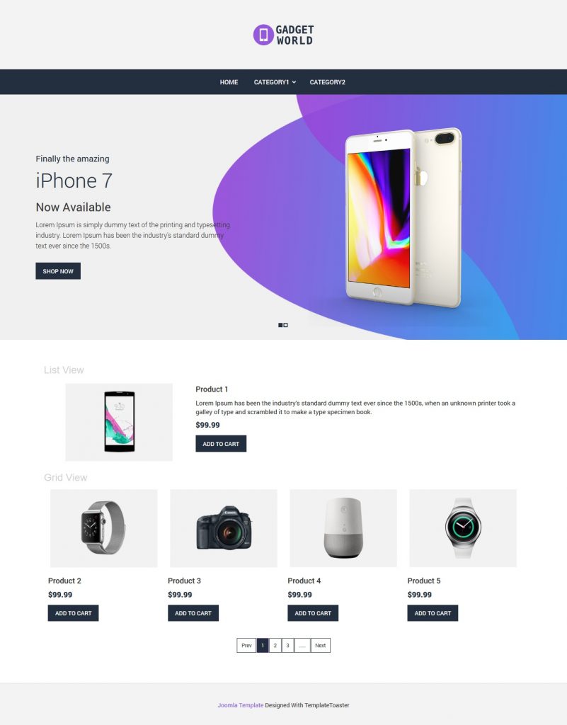 Gadget Shop Virtuemart Template - TemplateToaster