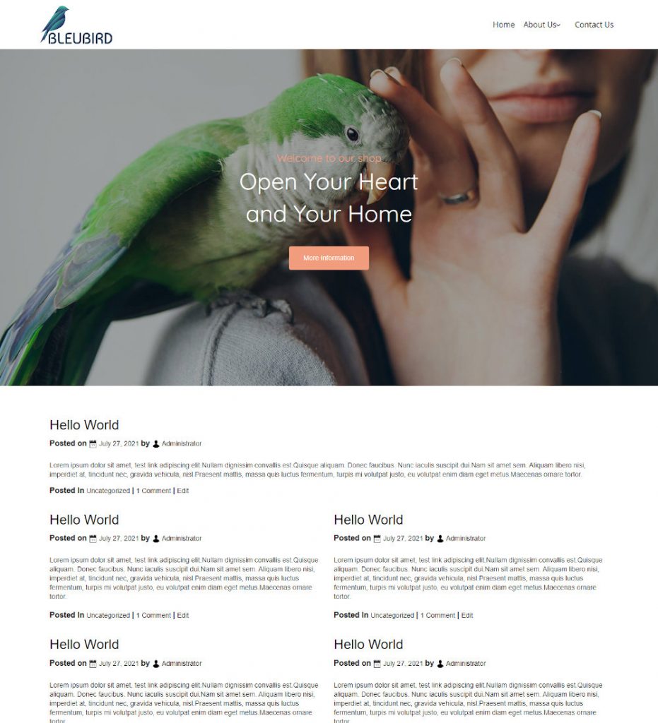 BleuBird - Animal and Birds Shop Blogger Template - TemplateToaster
