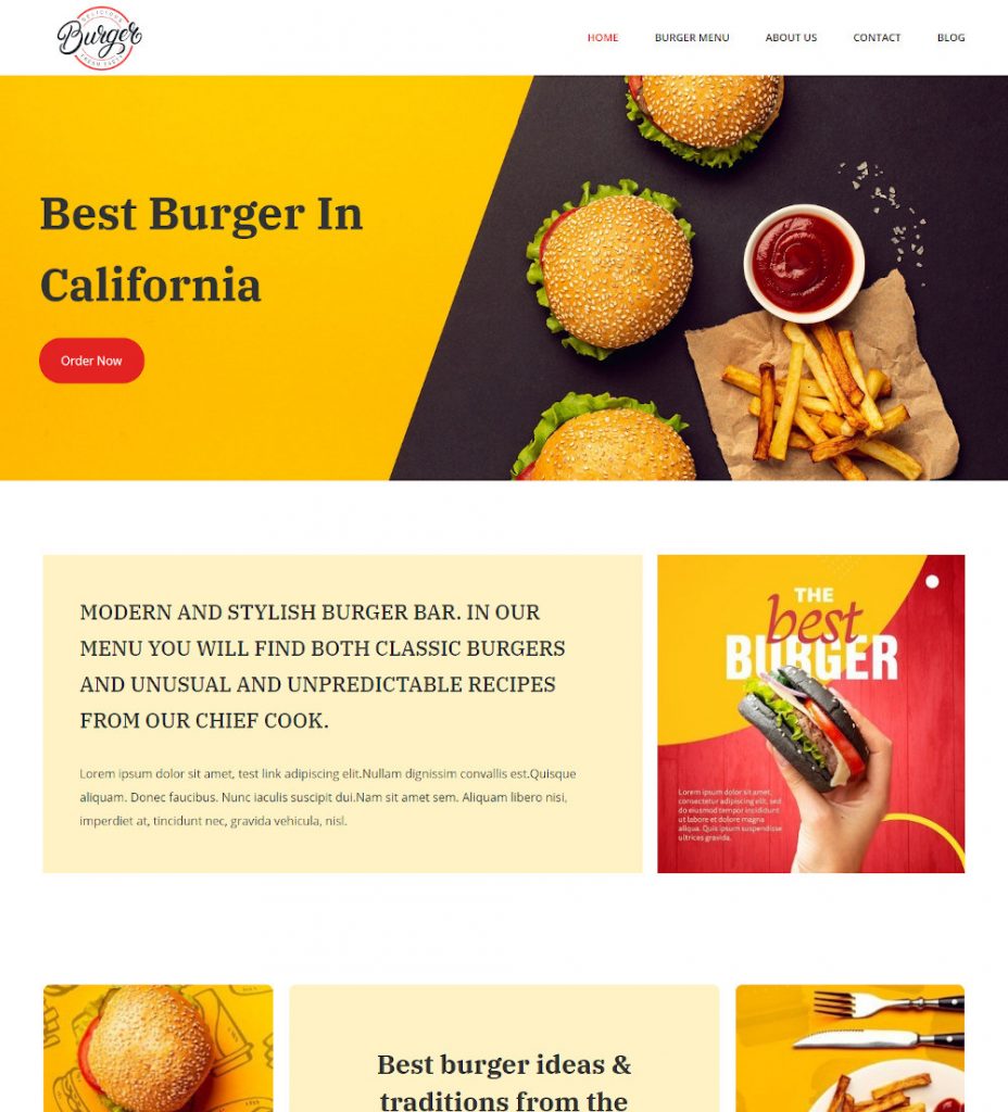 Burger Shop - Burger Café Drupal Theme - TemplateToaster