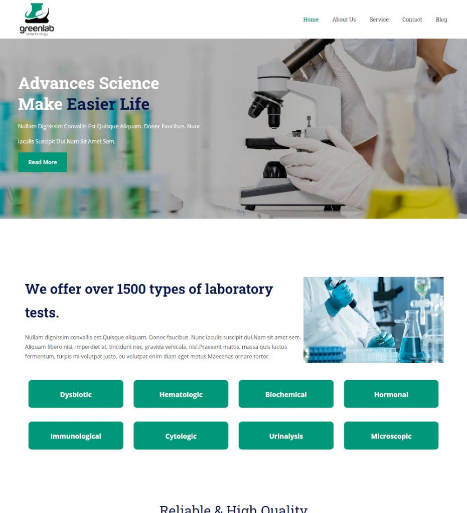 Green Lab - Laboratory and Research Drupal Theme - TemplateToaster