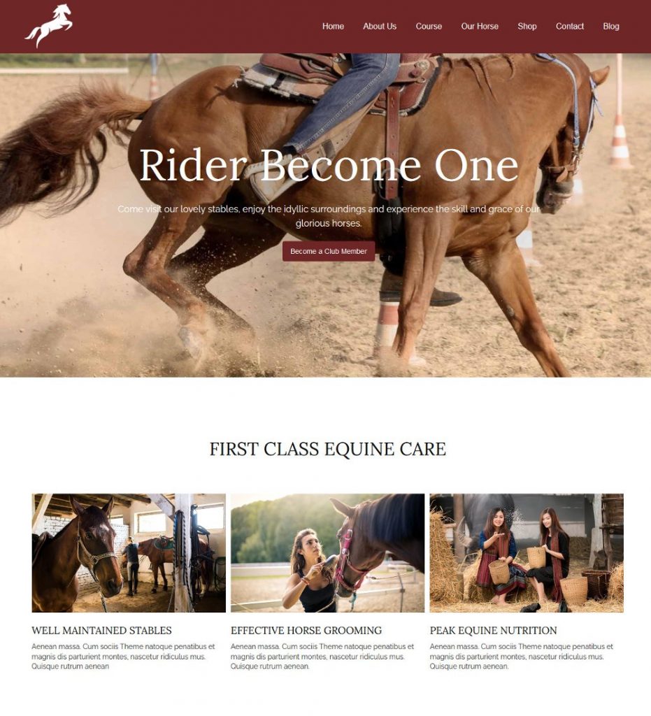 Horse Riding & Stable Club Joomla Template - TemplateToaster