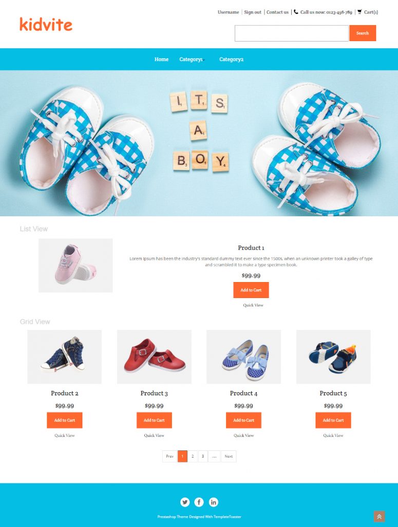 Kidvite - Kids Shoes Store PrestaShop Theme - TemplateToaster
