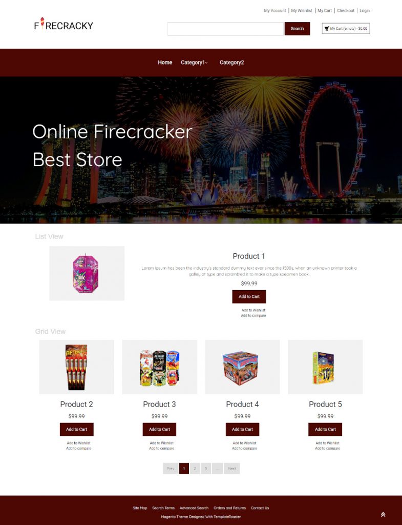Firecracky - Online Firecracker Store Magento Theme - TemplateToaster