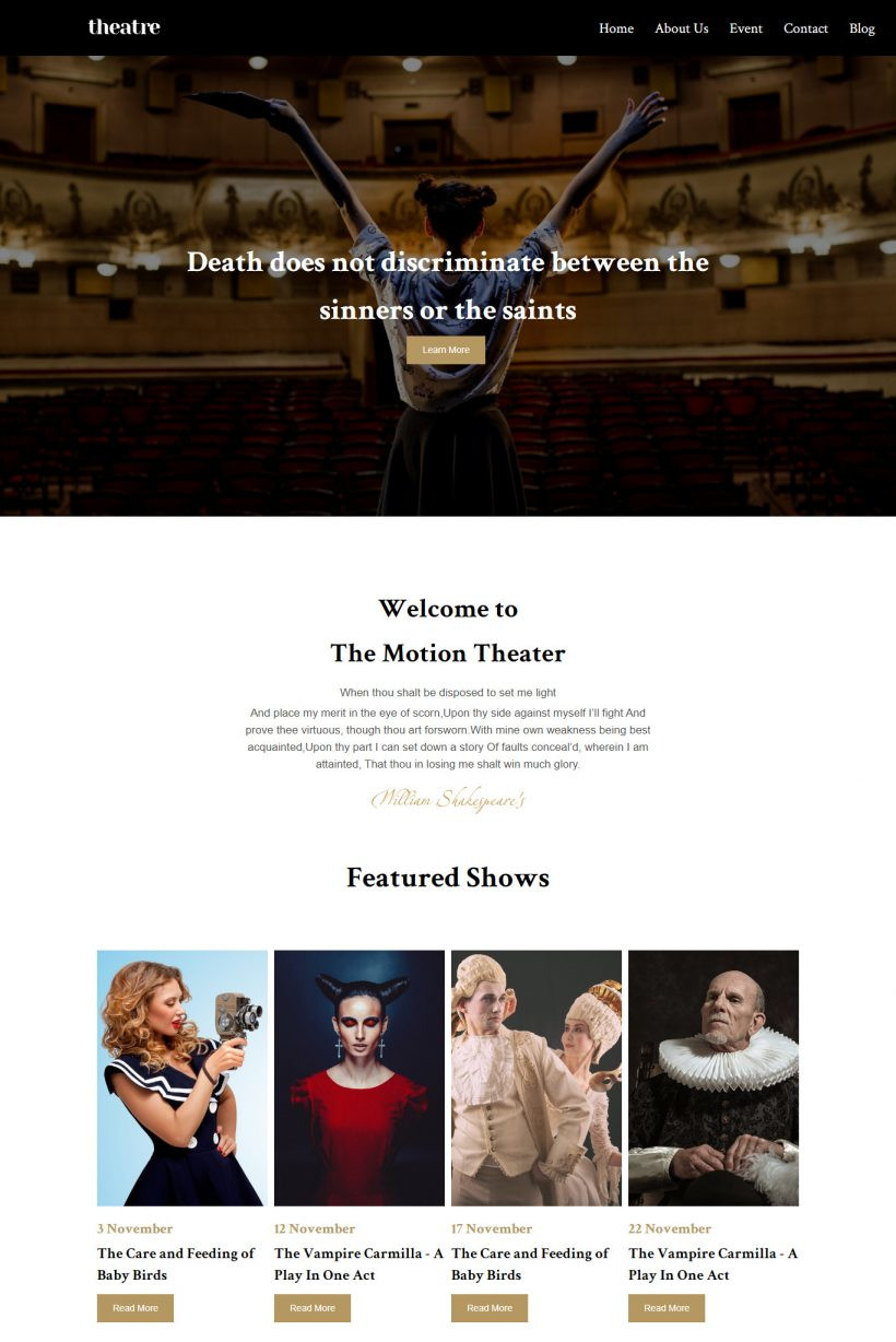 Motion Theater Drupal Theme for Modern Performing Arts Sites ...