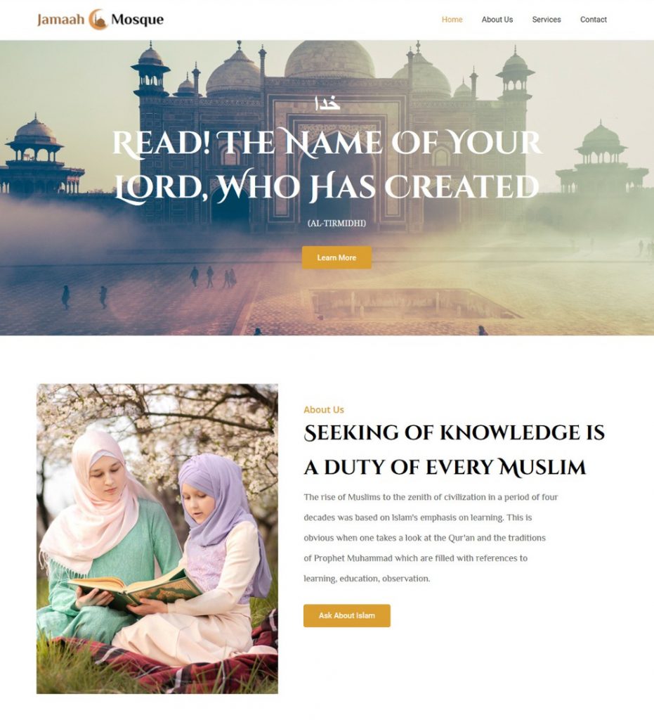 Jamaah Mosque - Islamic Institute Template - TemplateToaster