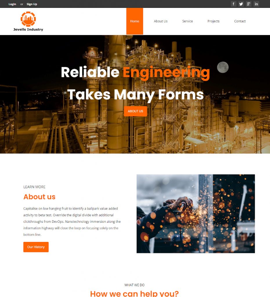 Jevells Industry - Factory & Industrial Template - TemplateToaster