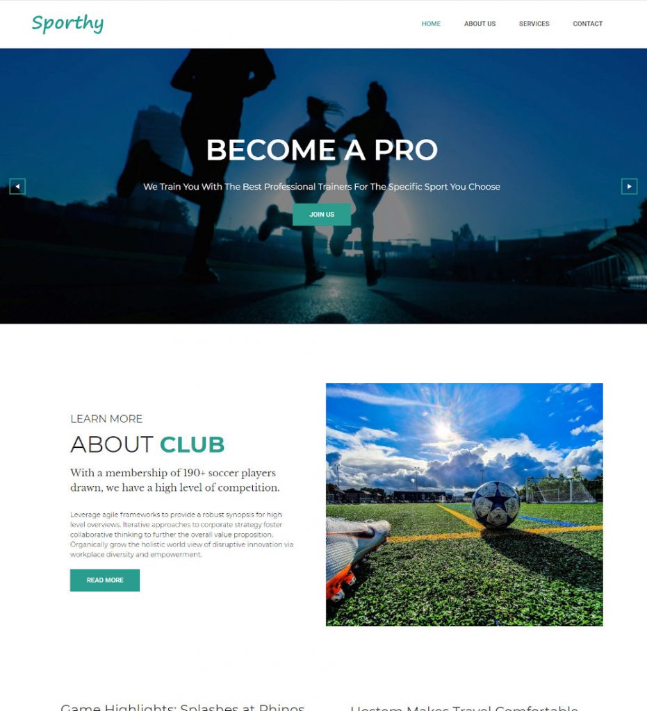 Sporthy - Sports Club Template- TemplateToaster