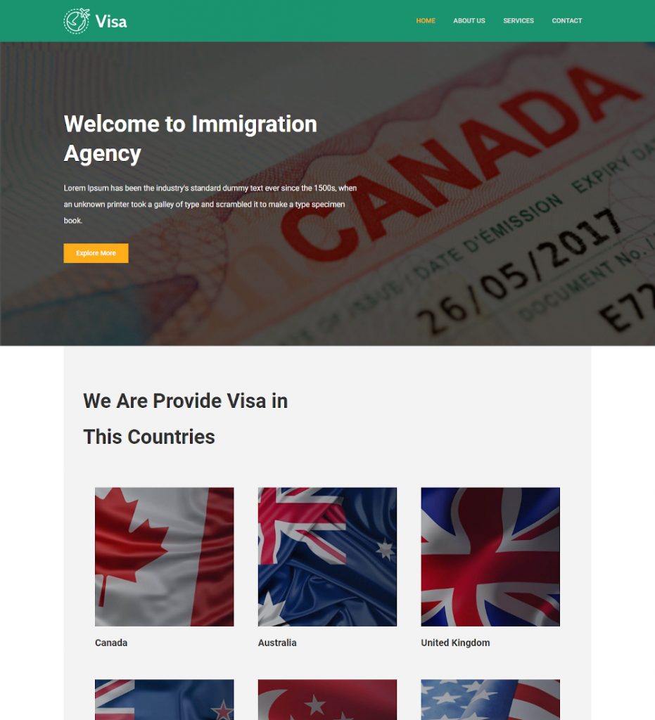 Visa - Immigration & Visa Consulting Template - TemplateToaster