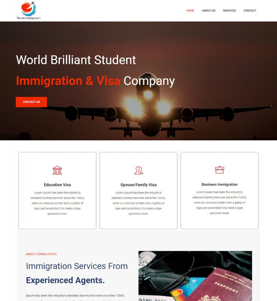 Visajet - Immigration and Visa Consulting Template - TemplateToaster