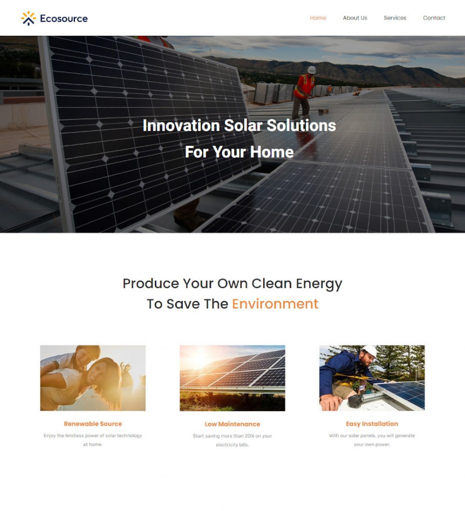 Ecosource - Green & Solar Energy Template - TemplateToaster