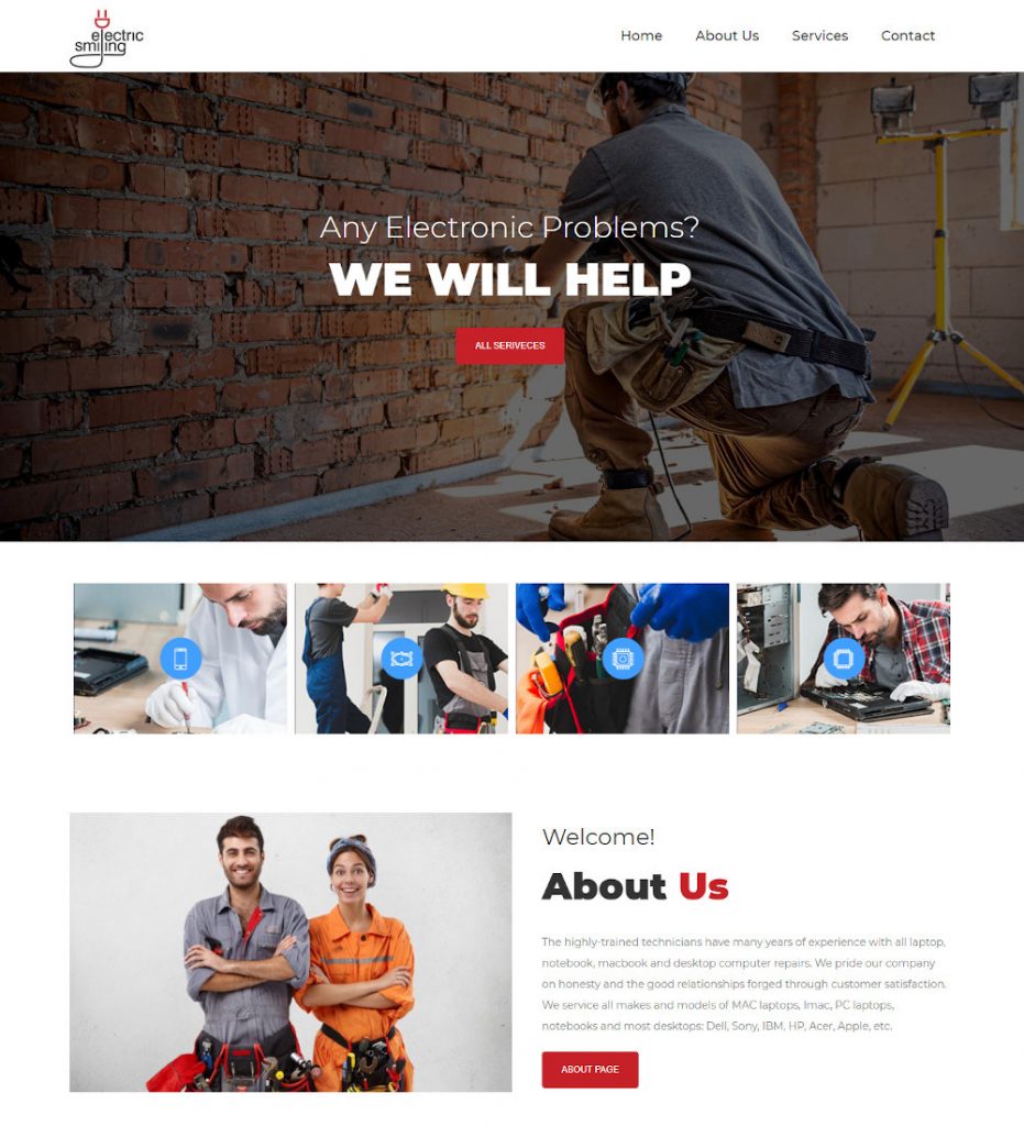 Electric Smiling - Electricity Services Template - TemplateToaster
