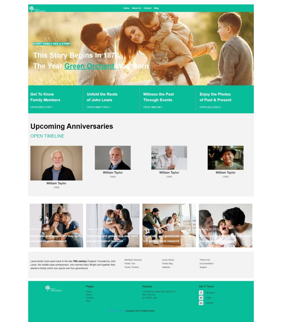 Family Tree WordPress Theme - TemplateToaster