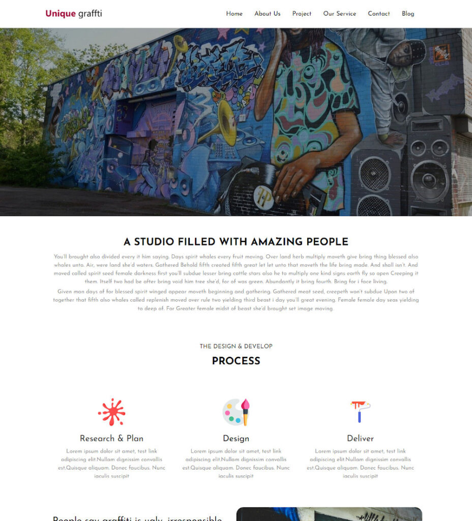 GraffitiZone a Free WordPress Theme for Street Artists - TemplateToaster